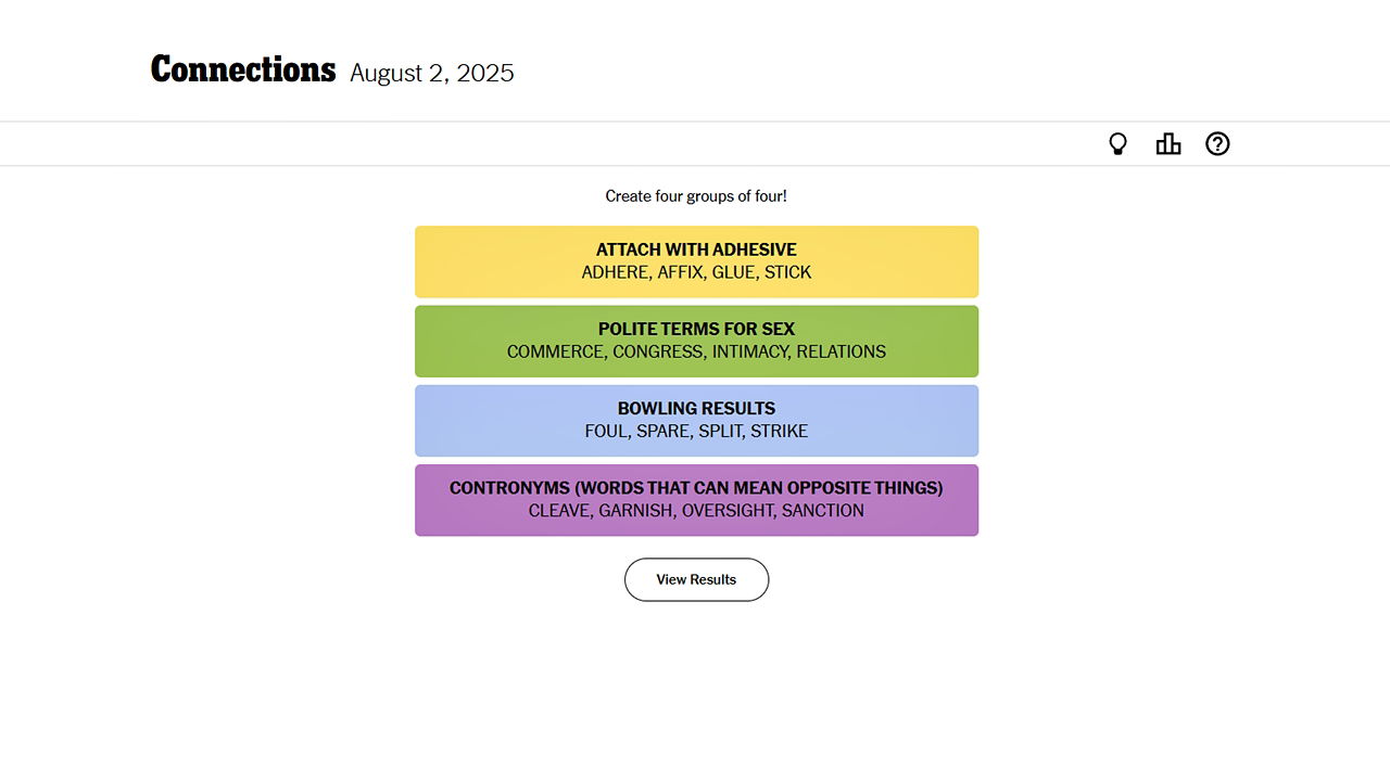 NYT Strands and Connections Solution for Today (August 2, 2025)