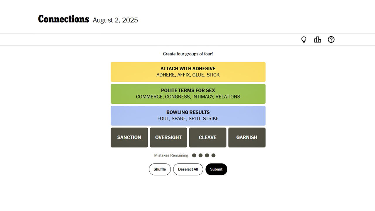 NYT Strands and Connections Solution for Today (August 2, 2025)