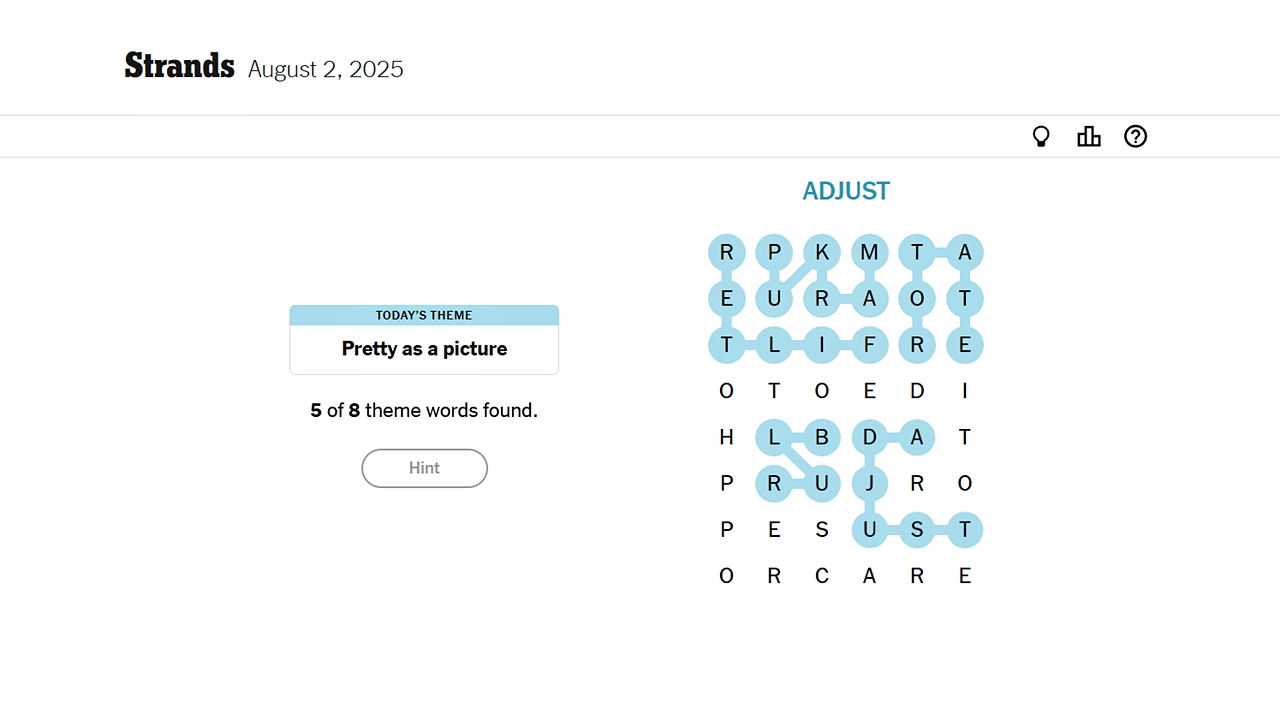 NYT Strands and Connections Solution for Today (August 2, 2025)