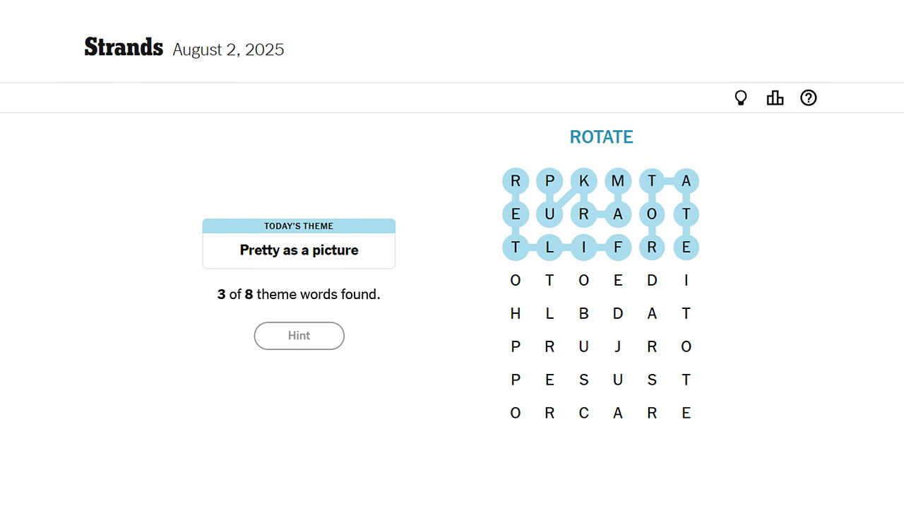 NYT Strands and Connections Solution for Today (August 2, 2025)