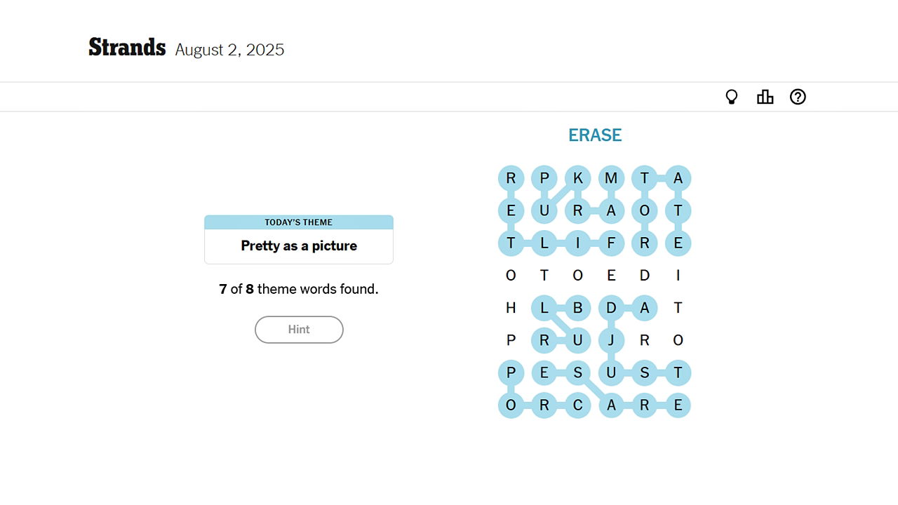 NYT Strands and Connections Solution for Today (August 2, 2025)