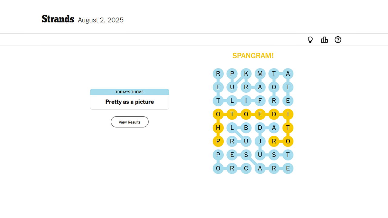 NYT Strands and Connections Solution for Today (August 2, 2025)