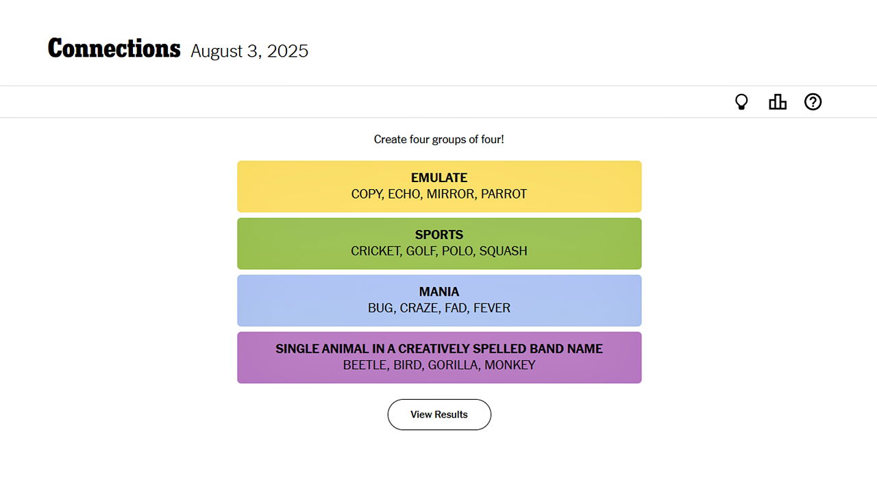 NYT Strands and Connections Solution for Today (August 3, 2025)