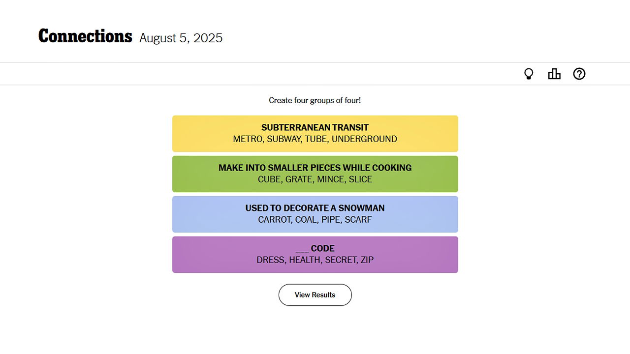 NYT Strands and Connections Solution for Today (August 5, 2025)