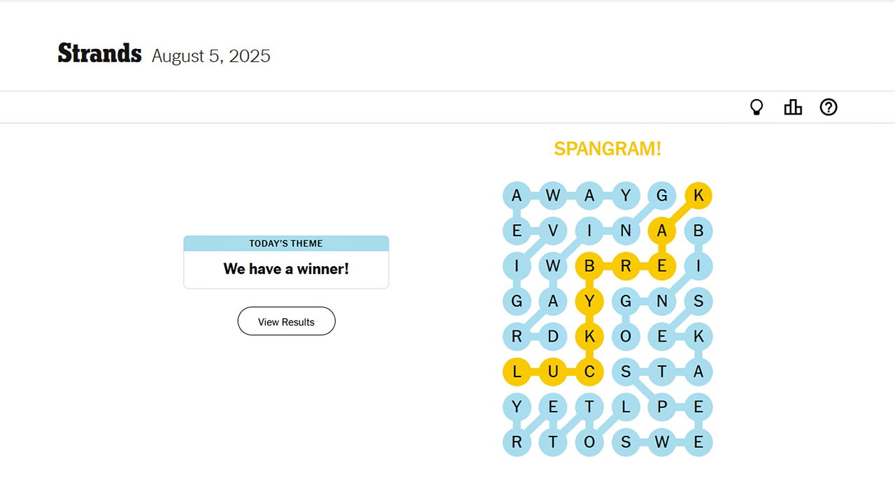 NYT Strands and Connections Solution for Today (August 5, 2025)