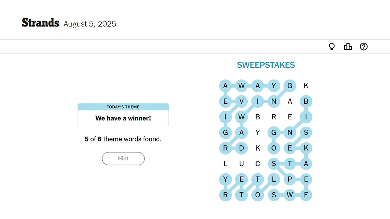 NYT Strands and Connections Solution for Today (August 5, 2025)