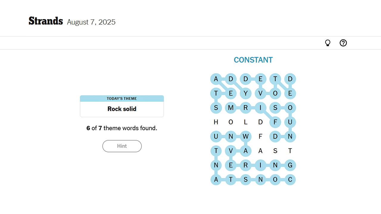 NYT Strands and Connections Solution for Today (August 7, 2025)