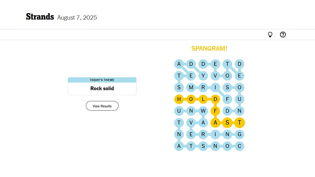 NYT Strands and Connections Solution for Today (August 7, 2025)