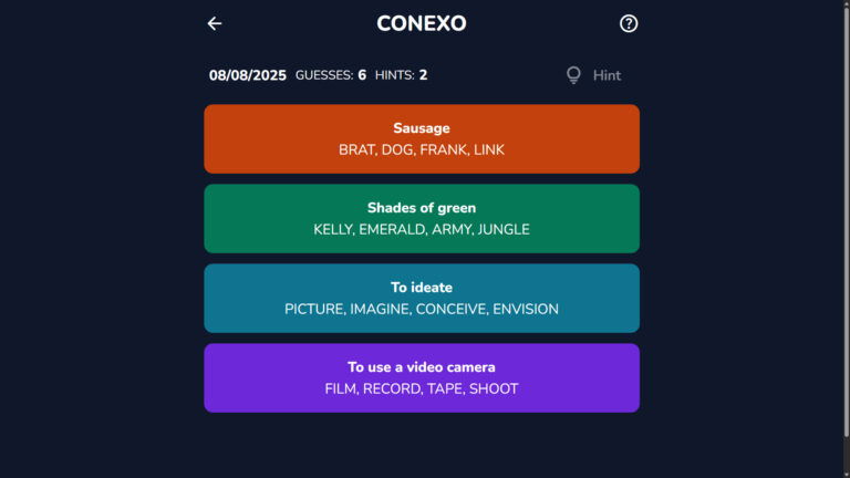 Daily Conexo, Contexto, and Letroso Solutions For Today (August 8, 2025)