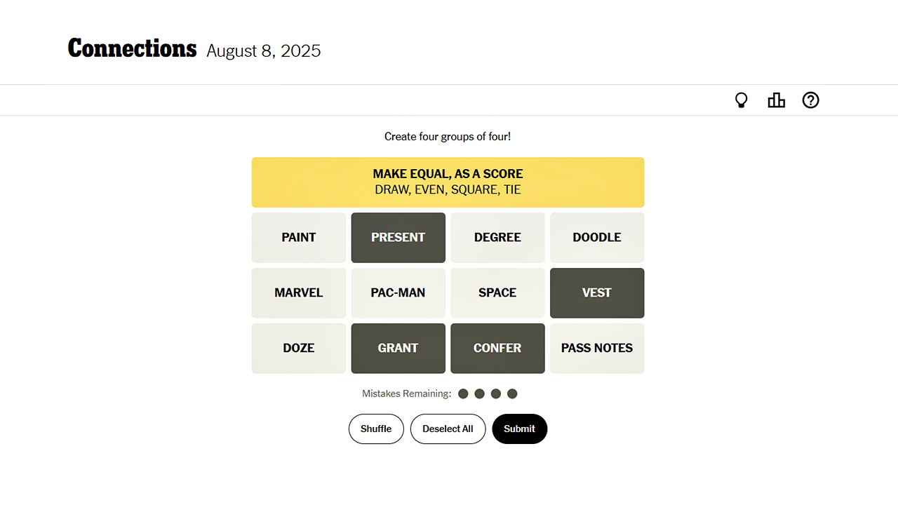 NYT Strands and Connections Solution for Today (August 8, 2025)