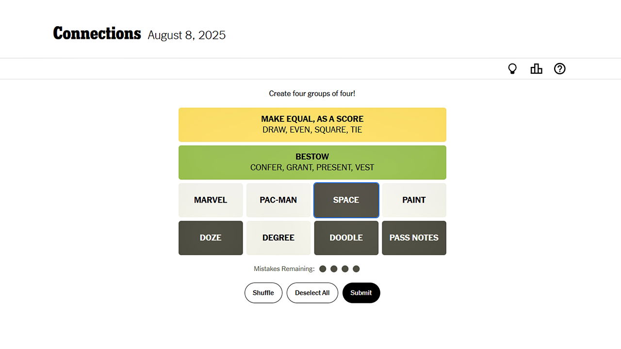 NYT Strands and Connections Solution for Today (August 8, 2025)