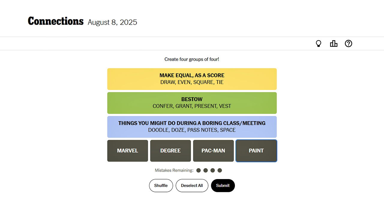 NYT Strands and Connections Solution for Today (August 8, 2025)