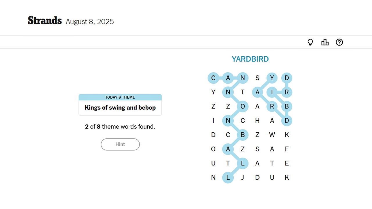 NYT Strands and Connections Solution for Today (August 8, 2025)