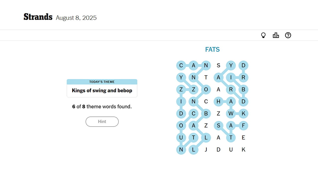 NYT Strands and Connections Solution for Today (August 8, 2025)