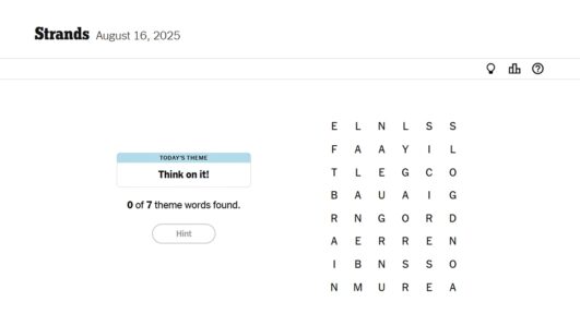 NYT Strands August 16, 2025 Hints and Solution