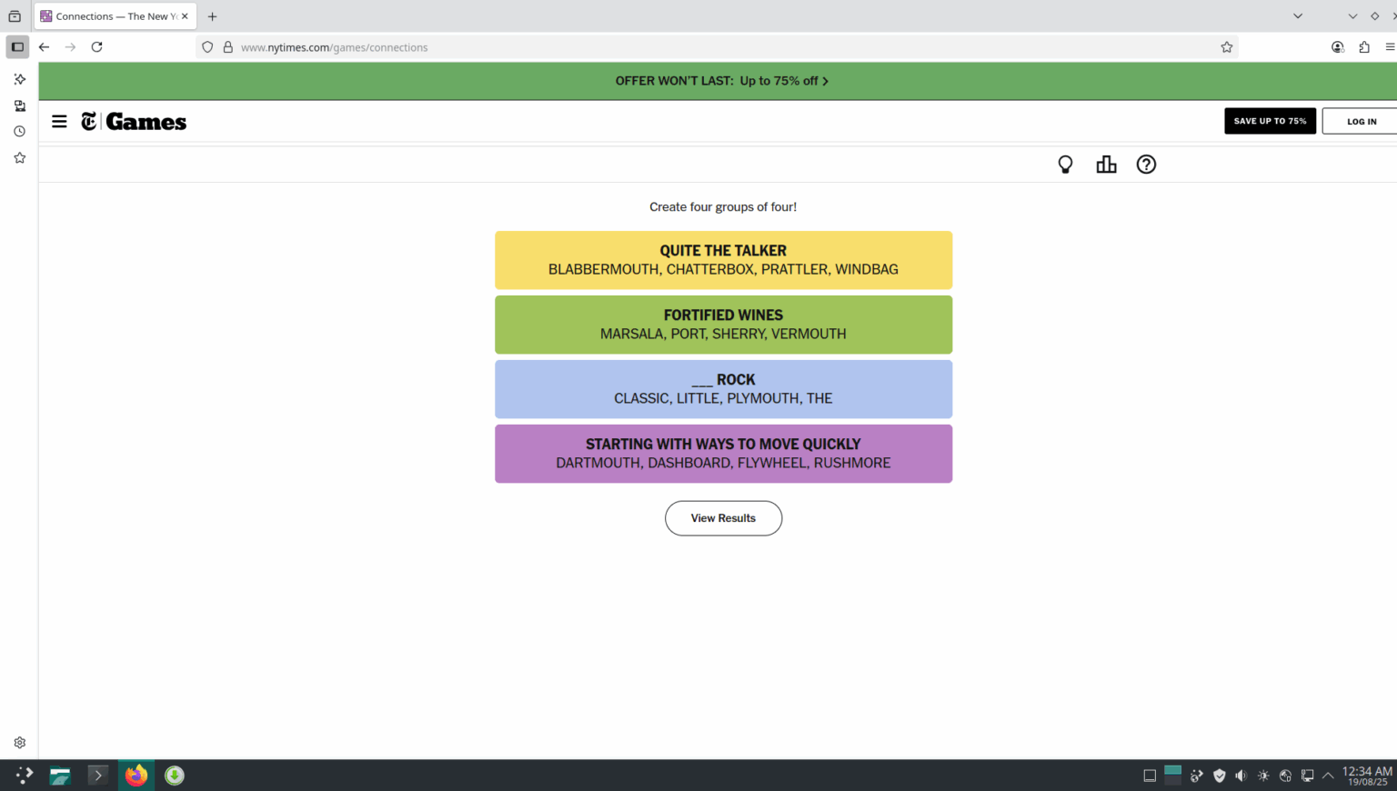 NYT Connections August 19, 2025 Hints and Solution
