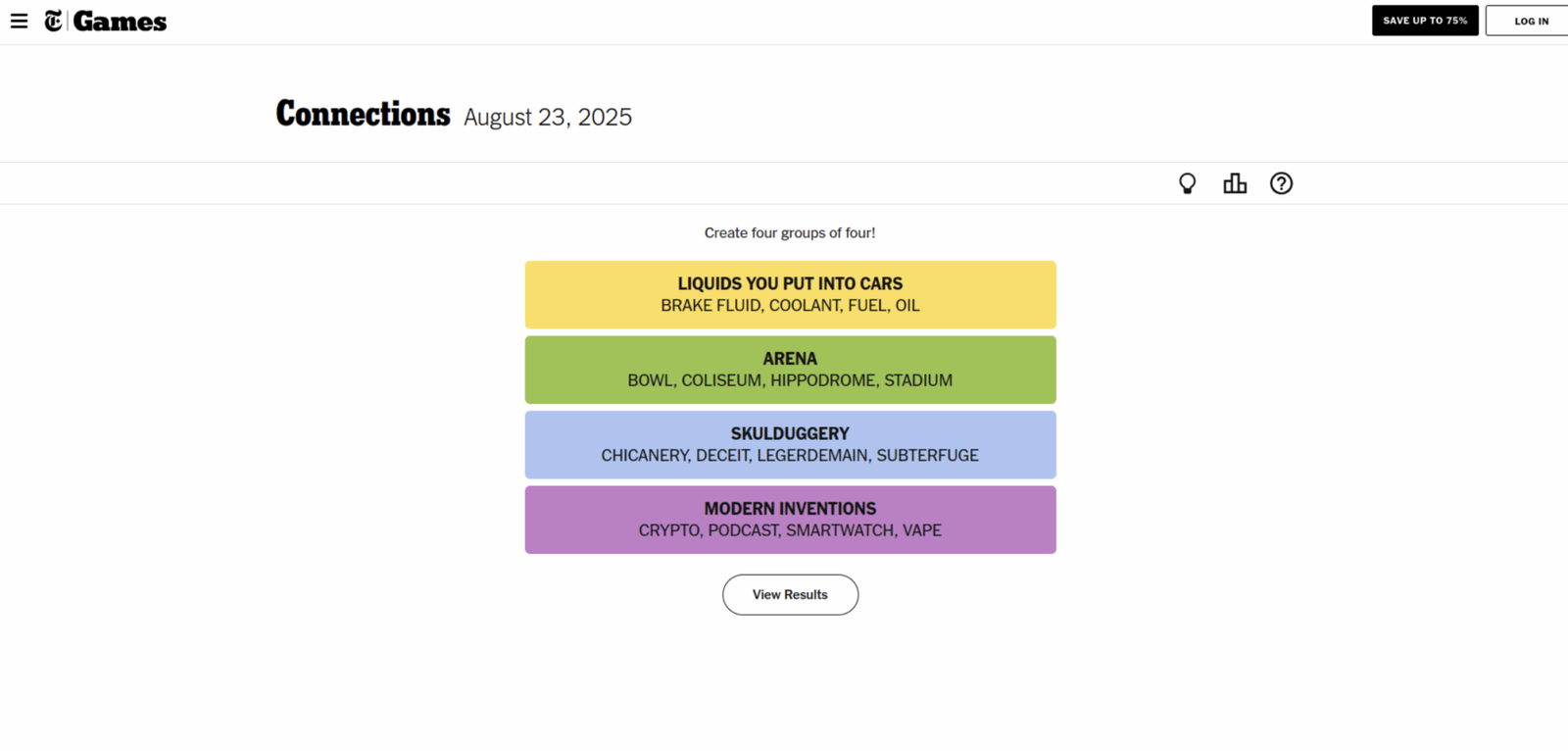 NYT Connections Hints and Solution for Today (August 23, 2025)