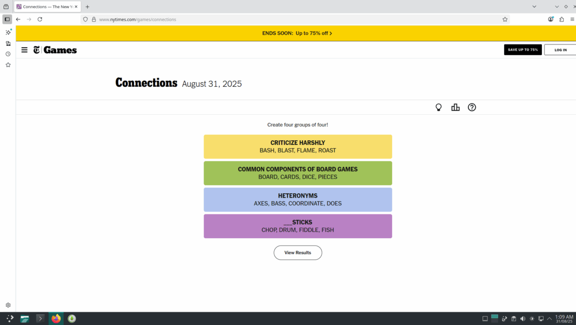 NYT Connections Hints and Solution for Today (August 31, 2025)