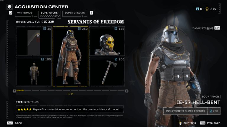 Helldivers 2 Superstore Rotation on September 1, 2025