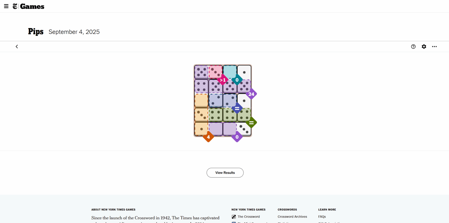 NYT Pips Solution for Today (September 4, 2025)