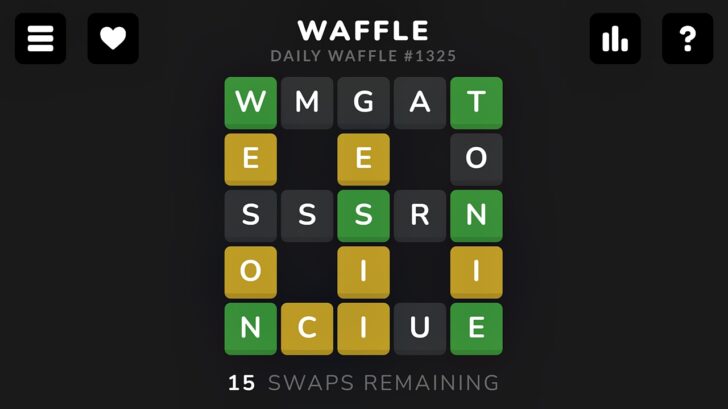 Daily Waffle #1325 Hints and Solution for Today (September 7, 2025)