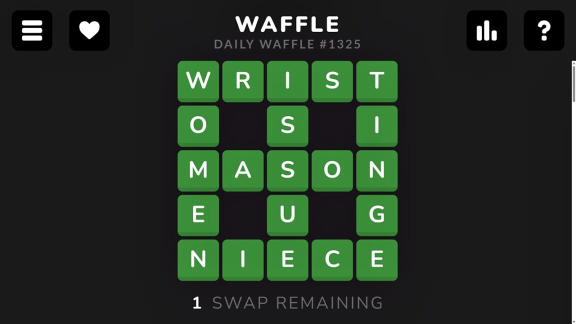 Daily Waffle #1325 Hints and Solution for Today (September 7, 2025)