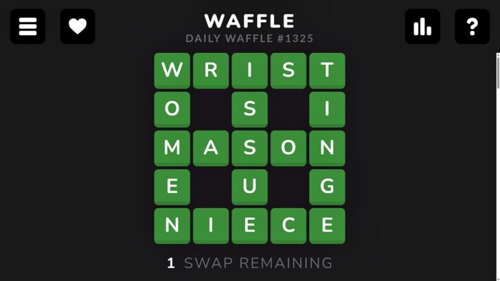 Daily Waffle #1325 Hints and Solution for Today (September 7, 2025)