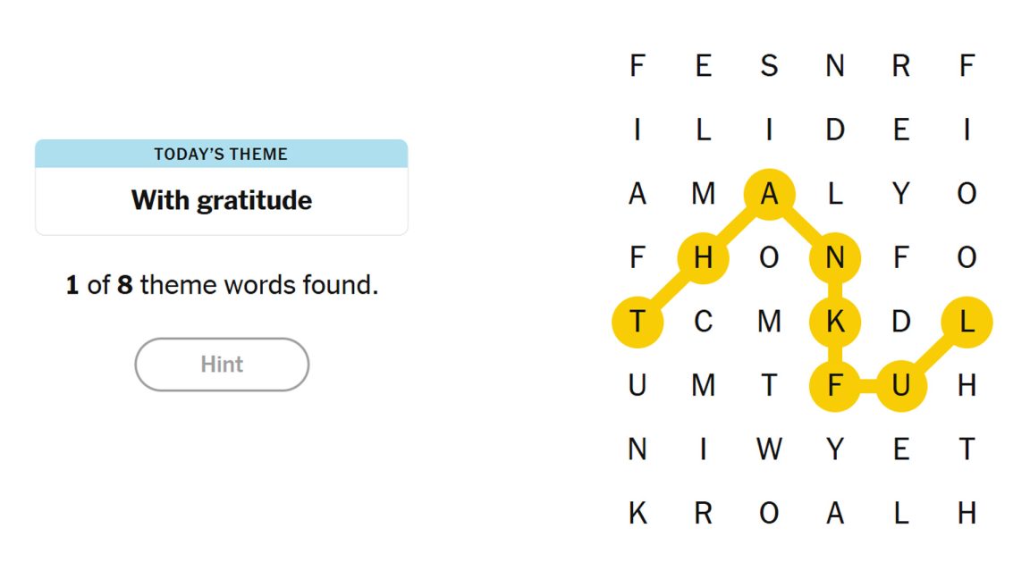 NYT Strands Hints and Answers for Today (November 27, 2025)