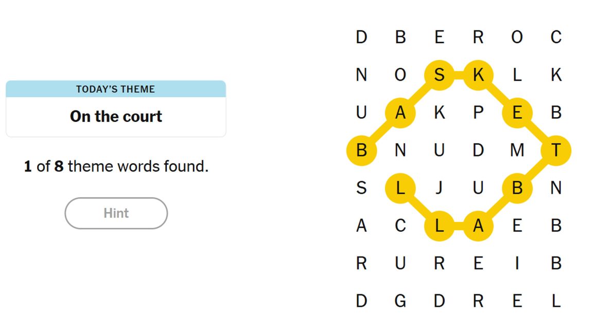 NYT Strands (On the Court) Hints and Answers for Today (December 9, 2025)