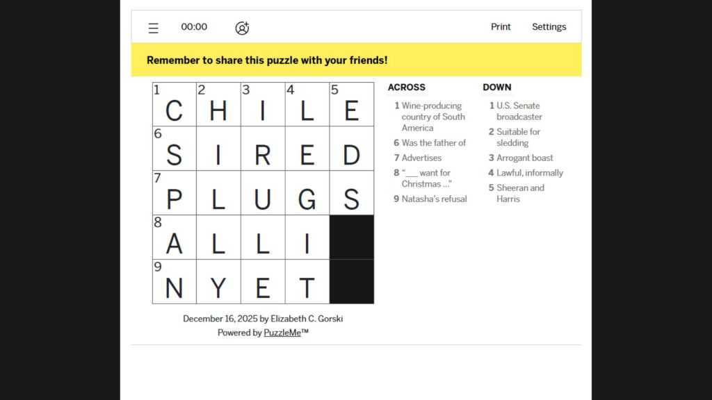 LA Times Crossword and Mini Crossword Solutions for Today (December 16 ...