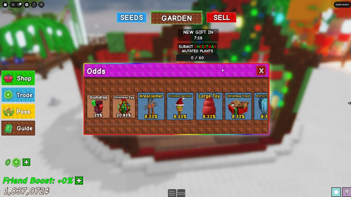 All Christmas Gifts in Grow a Garden: Rarity and Spawn Chance