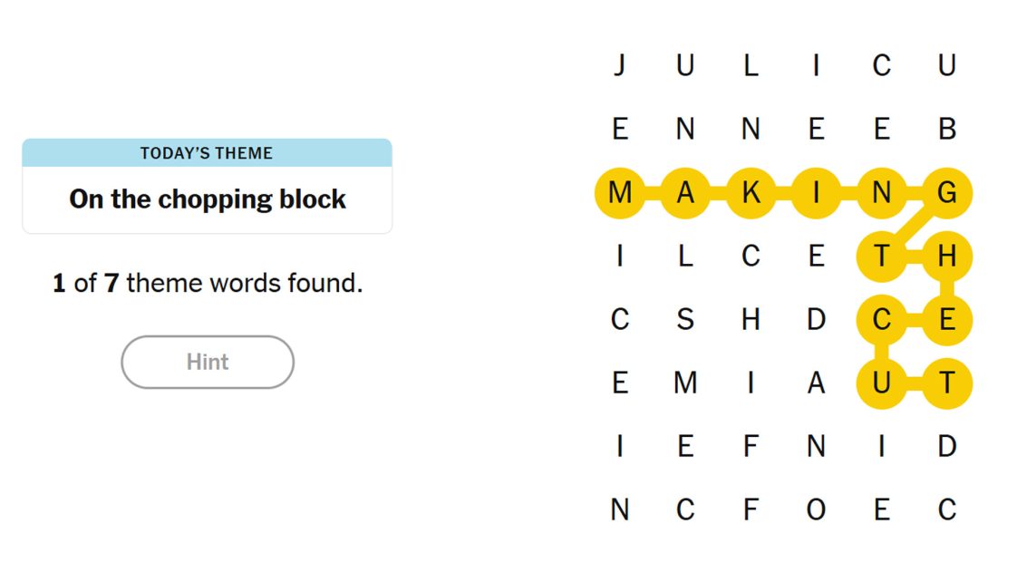 NYT Strands (On the chopping block) Hints and Answers For Today ...