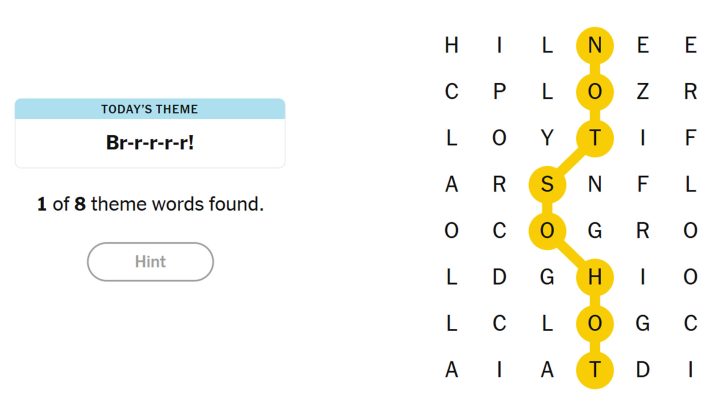 NYT Strands (Br-r-r-r-r!) Hints and Answers For Today (December 23, 2025)