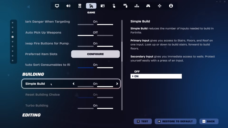 How to Turn Off Simple Build in Fortnite? Step-By-Step Guide