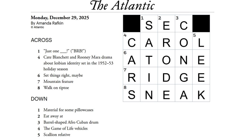 The Atlantic Games Answers for Today (December 29, 2025)