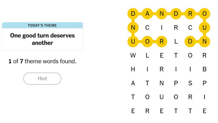 NYT Strands (One good turn deserves another) Hints and Answers for ...