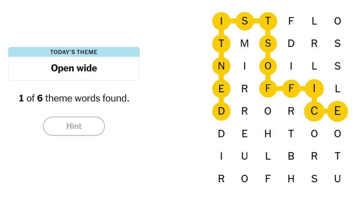 NYT Strands (Open wide) Hints and Answers for Today (January 7, 2026)