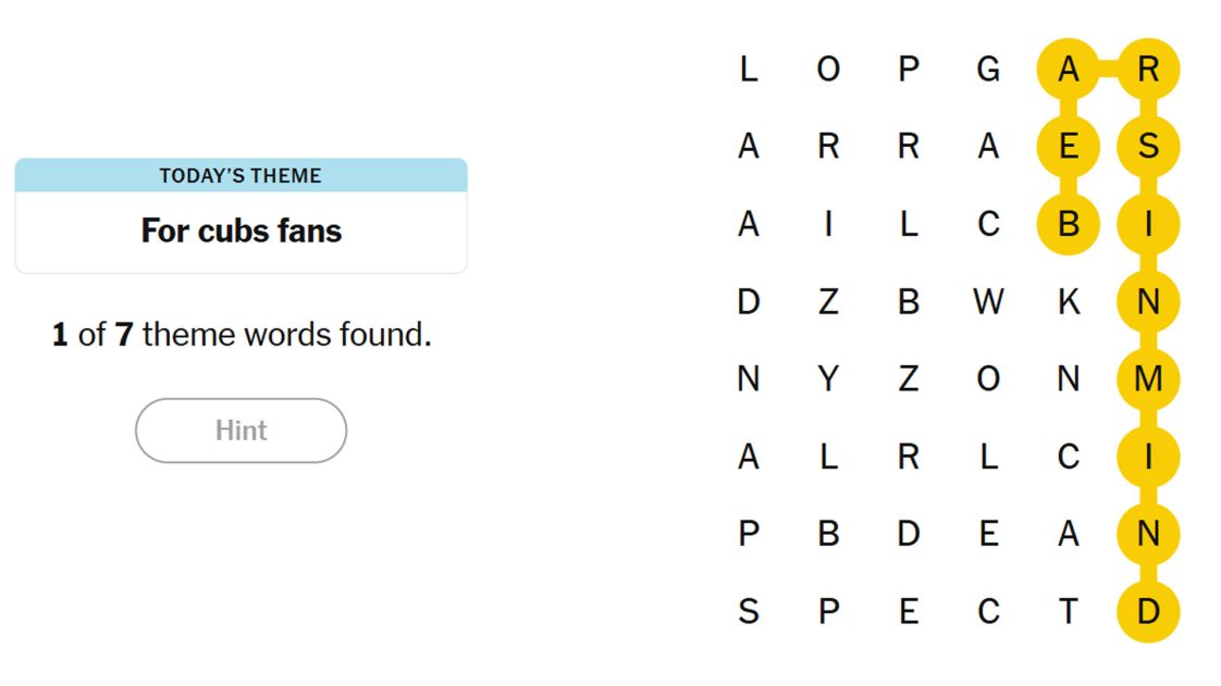 NYT Strands (For cubs fans) Hints and Answers for Today (January 9, 2026)