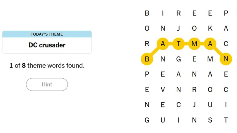 NYT Strands (DC crusader) Hints and Answers for Today (January 16, 2026)