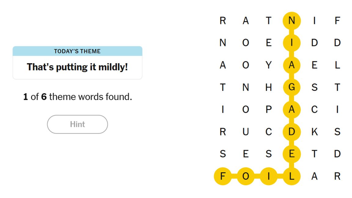 NYT Strands (That's putting it mildly!) Hints and Answers for Today ...