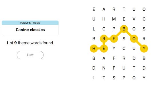 NYT Strands (Canine classics) Hints and Answers for Today (January 27 ...