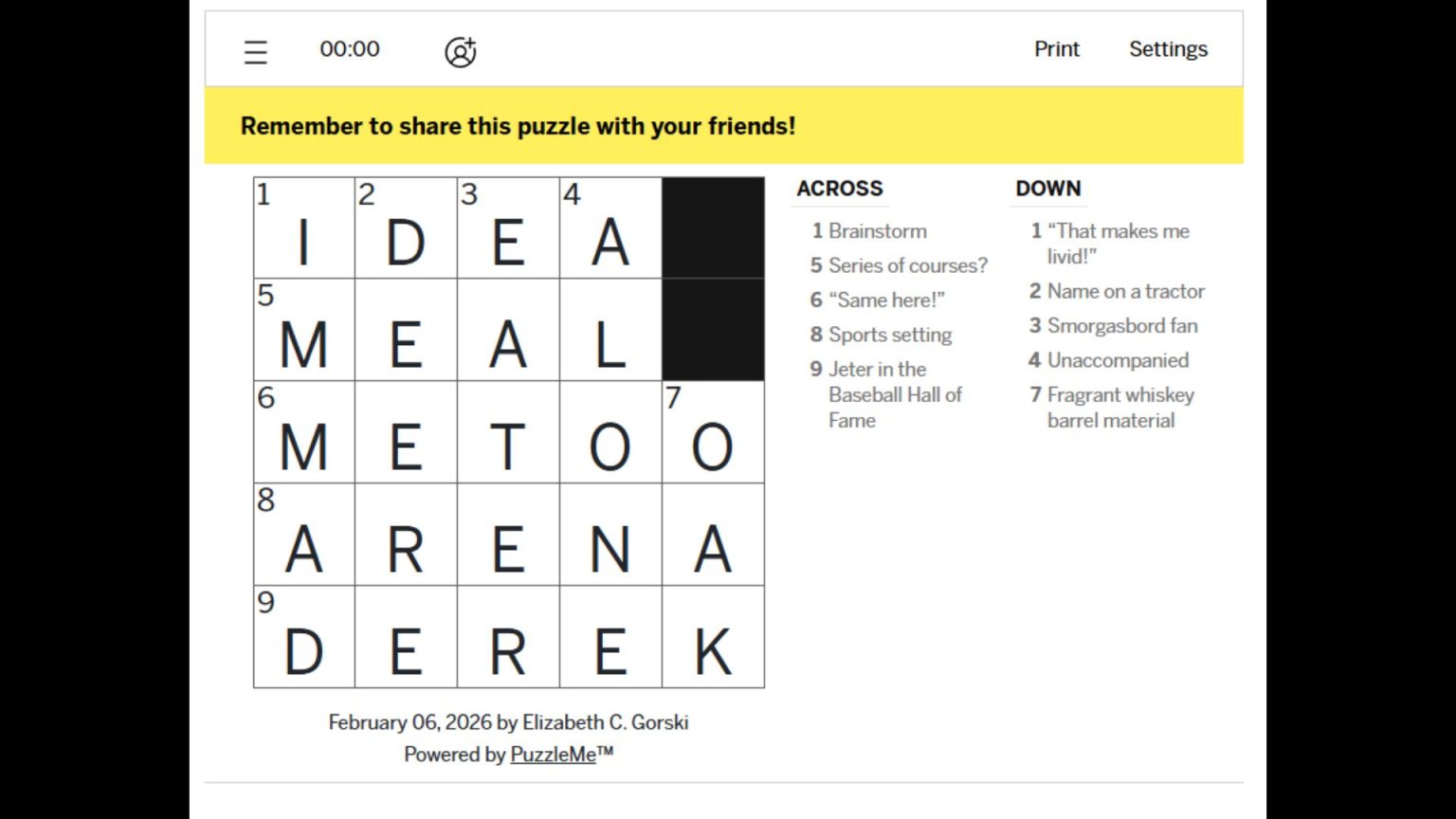 LA Times Crossword and Mini Crossword Solutions for Today (February 6 ...