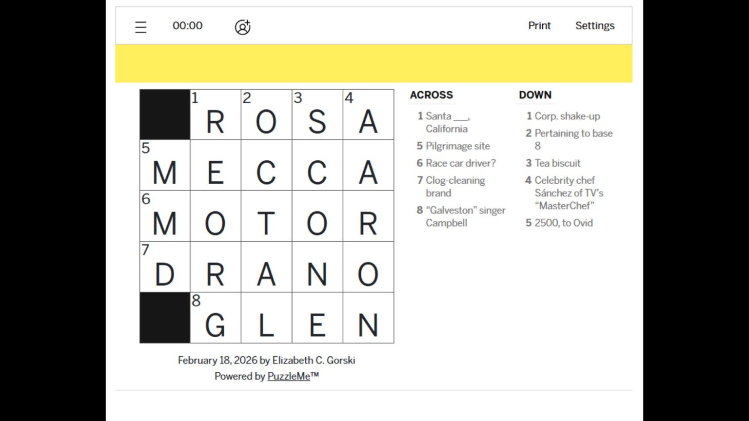LA Times Crossword and Mini Crossword Solutions for Today (February 18 ...