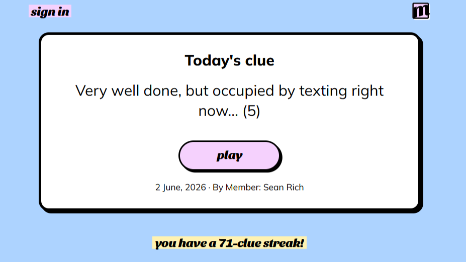 Minute Cryptic Answer Today